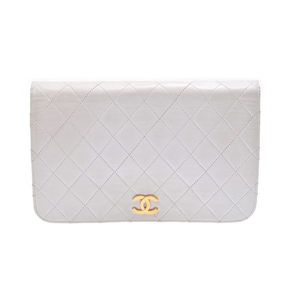 CHANEL | Bags | Chanel Matelasse Chain Shoulder Bag White Gg Lambskin ...